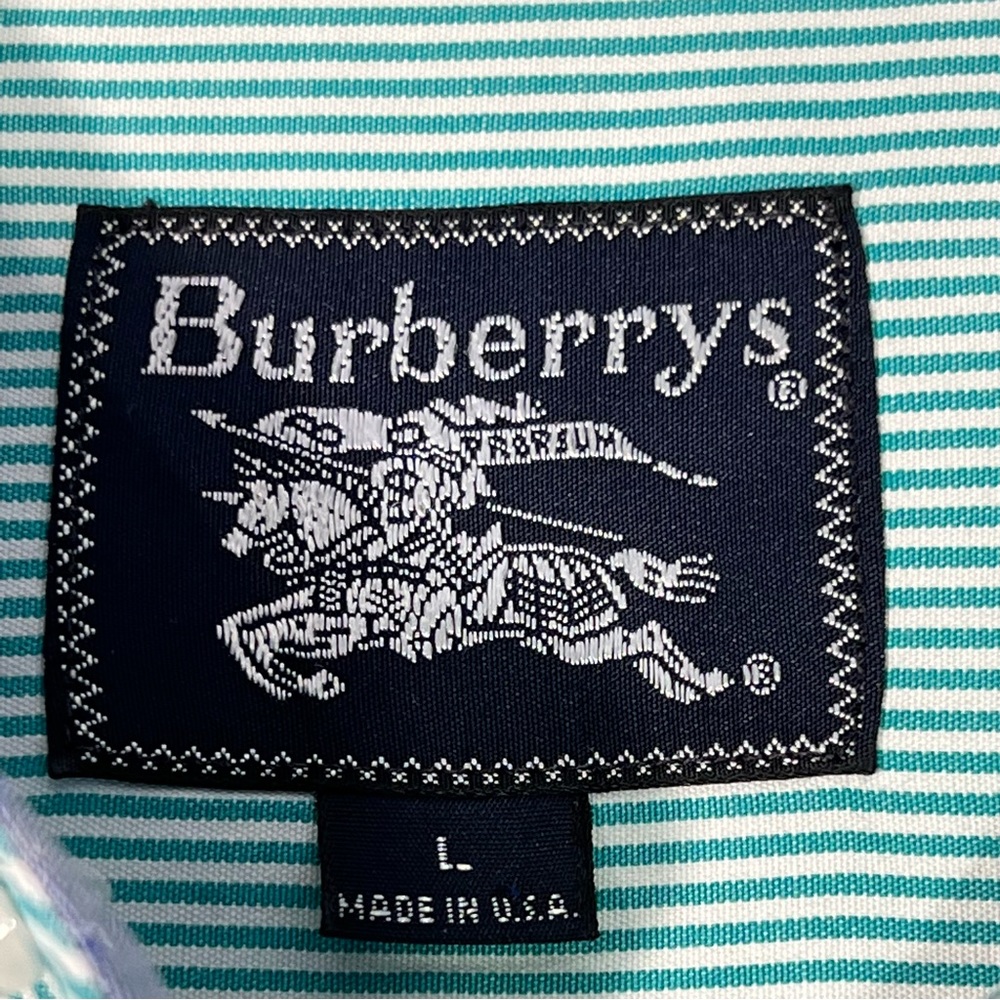 Burberry’s Vintage Men’s Green & White Pin Striped Bu… - Gem